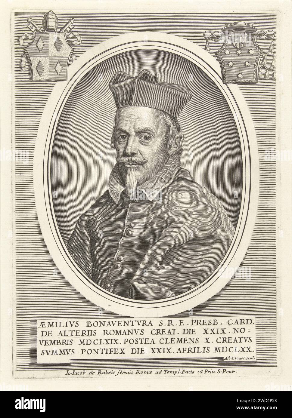 Portrait of Cardinal Emilio Bonaventura Altieri, Albertus Clouwet, 1669 ...