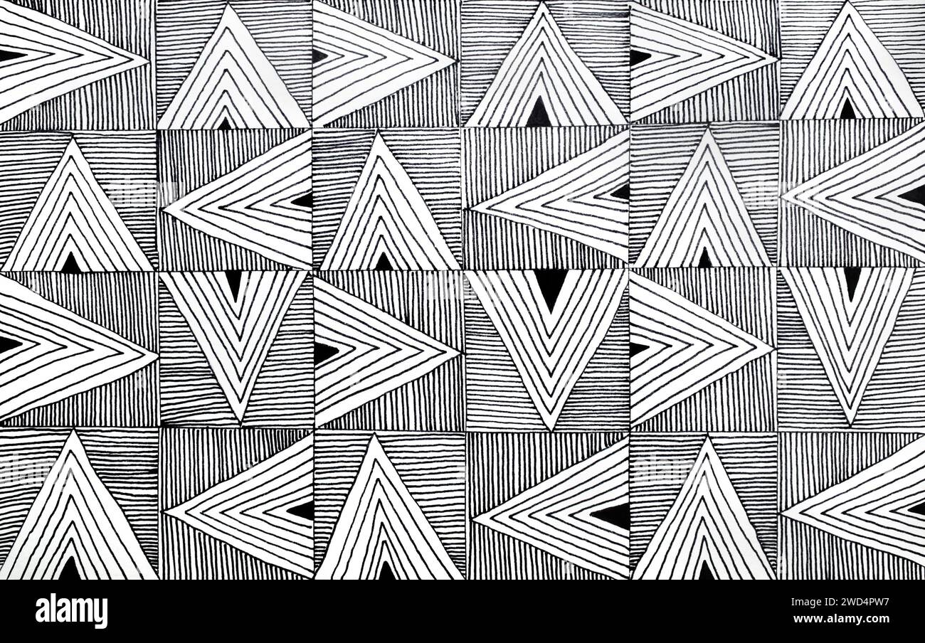 Geometric handmade drawing of graphic triangles and squares shapes ...
