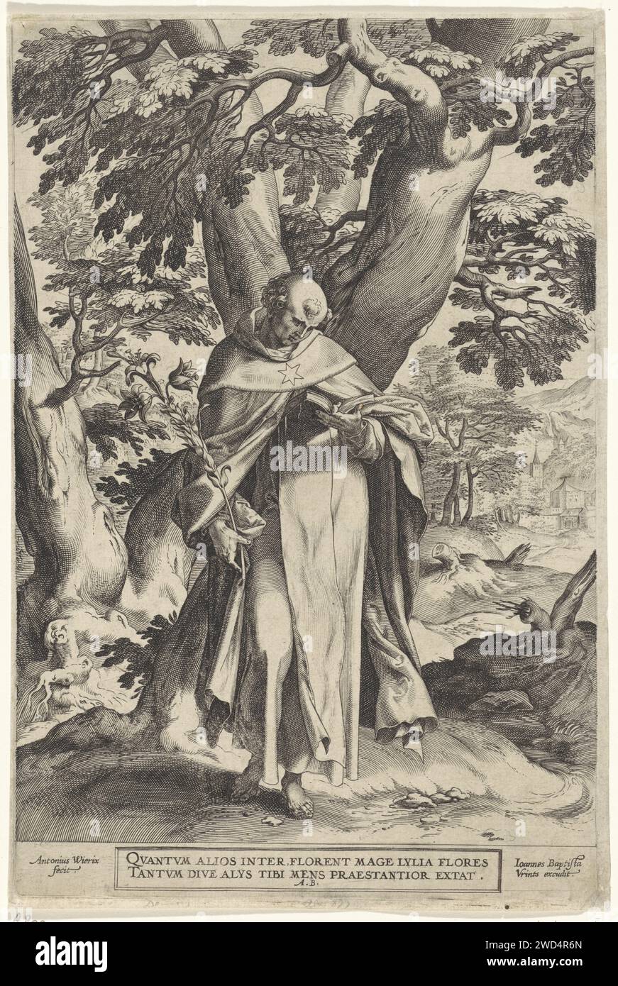 Landscape with St. Dominicus, Antonie Wierix (II), After Cornelis Cort ...