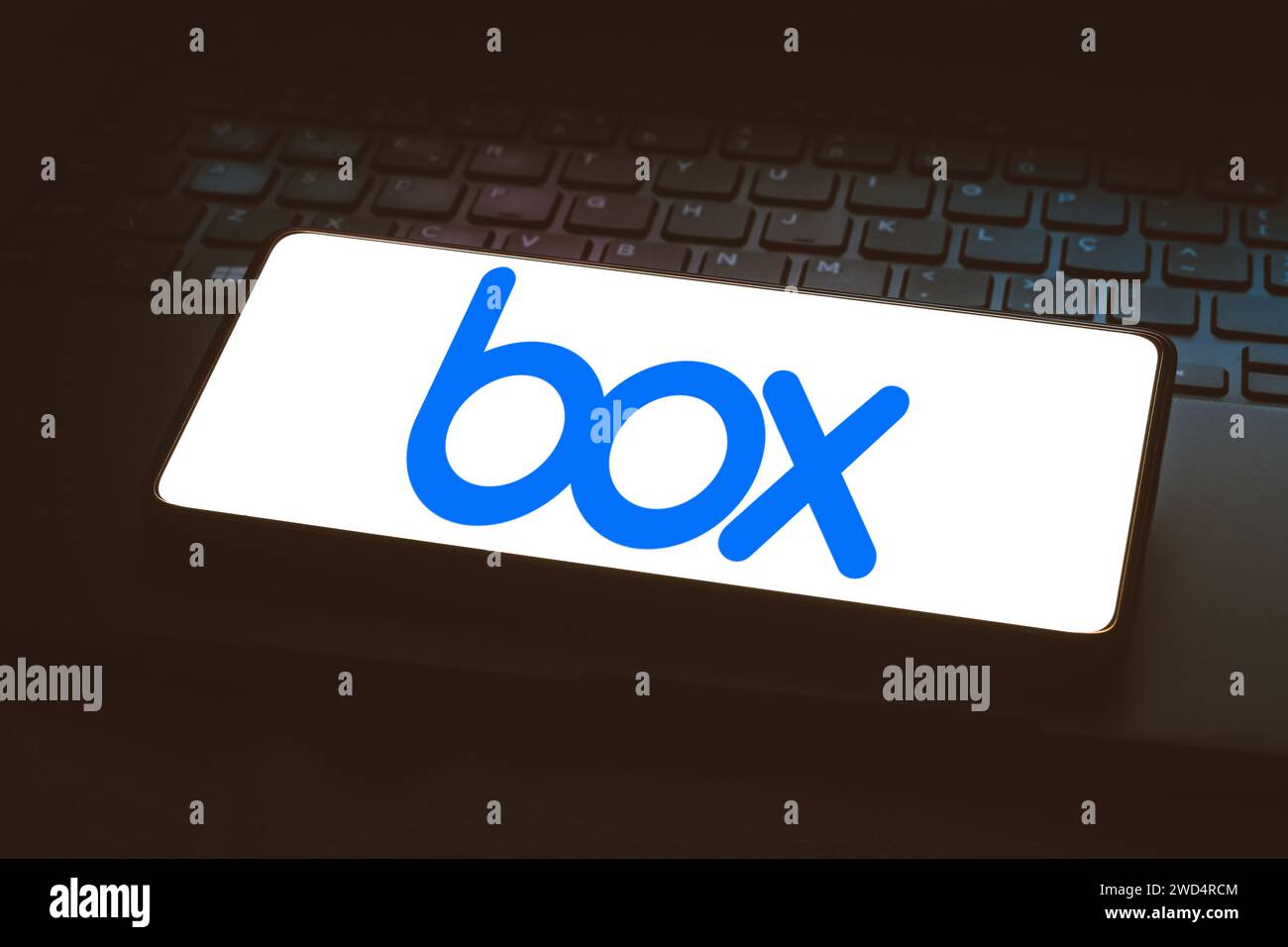 In this photo illustration, the Box, Inc. logo is displayed on a ...