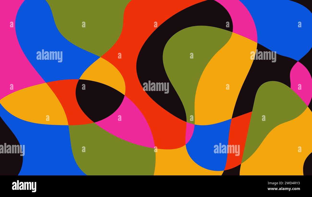 Simple abstract colorful background with hand drawn overlay shapes. Neo ...