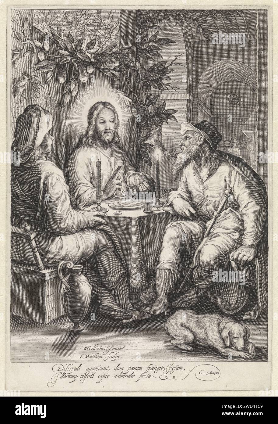 Meal in Emmaus, Jacob Matham, after Hendrick Goltzius, 1604 - 1608 ...