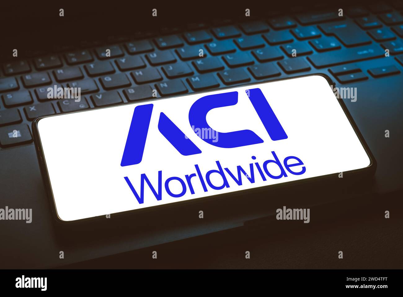 Brazil. 15th Jan, 2024. In this photo illustration, the ACI Worldwide logo is displayed on a ...