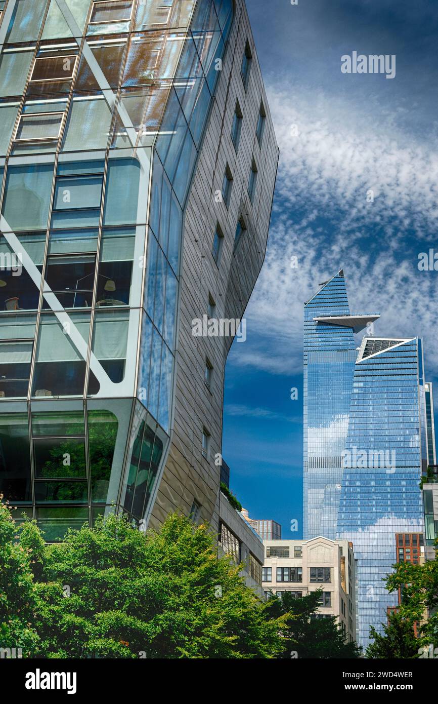 Low Angle View of Modern HighRise Buldings of Hudson Yard as Viewed ...