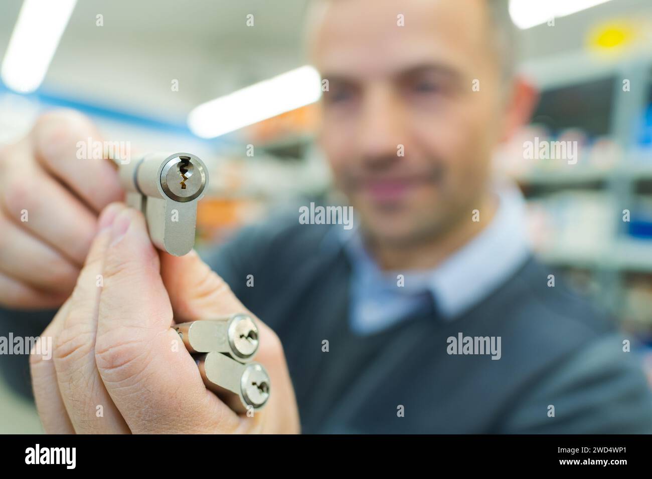 happy professional key maker Stock Photo - Alamy