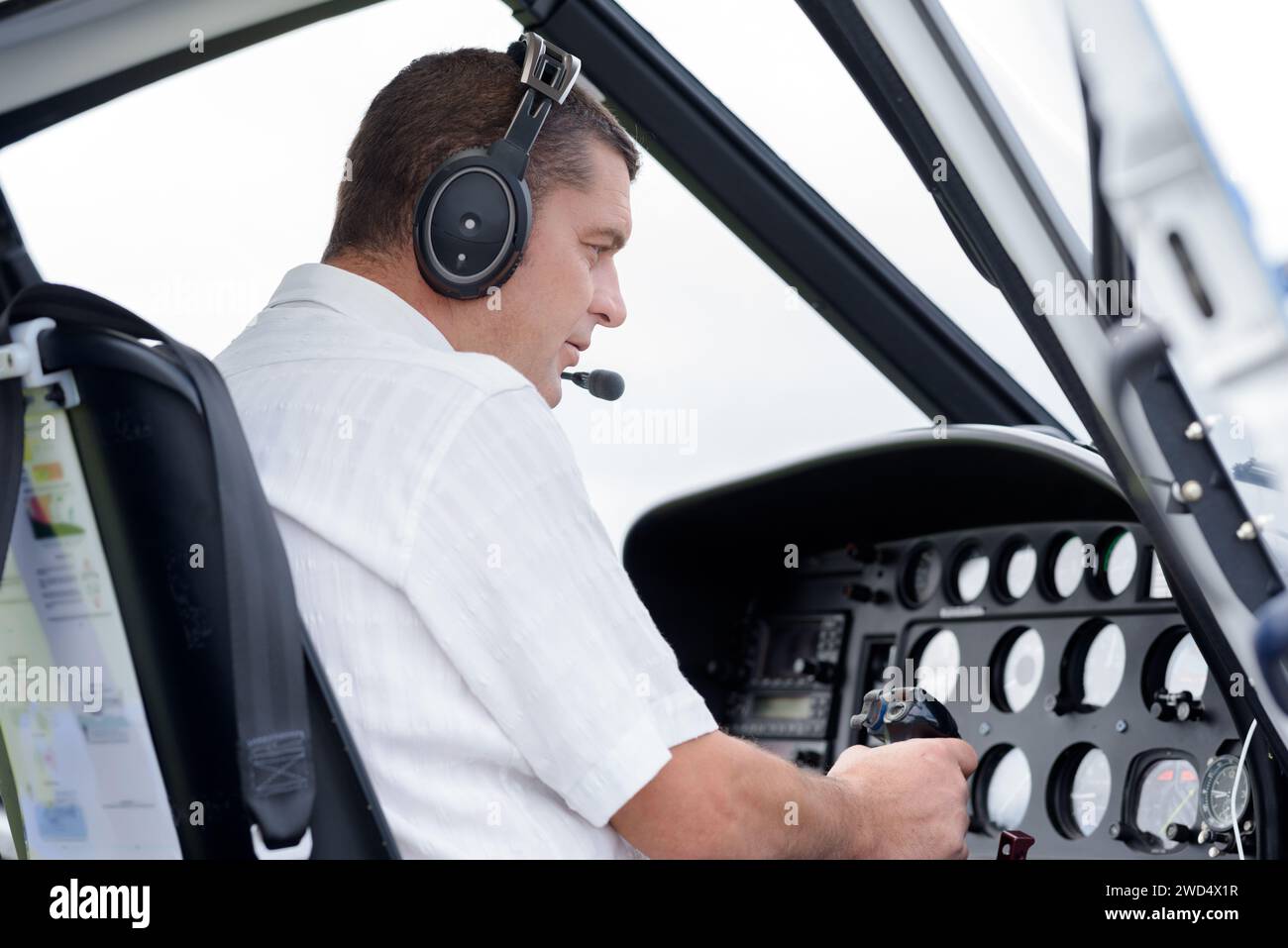 picture of man operating helicopter Stock Photo - Alamy