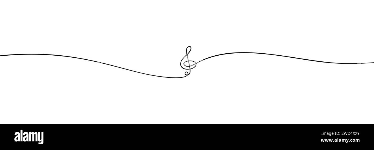 Treble clef sign continuous one line drawing, Minimalist linear ...