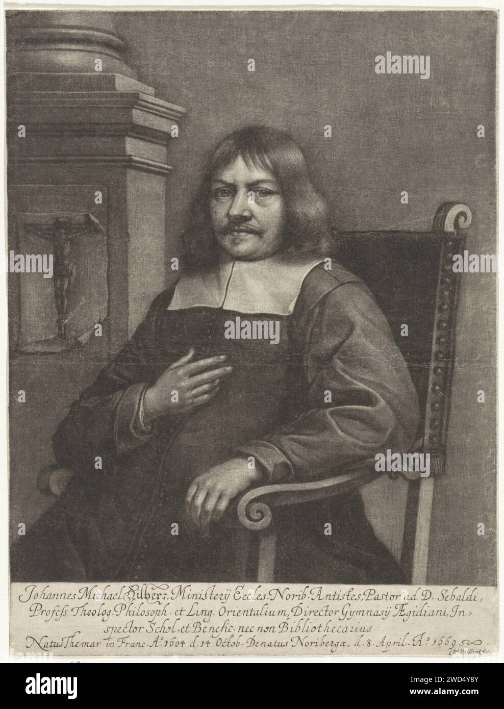 Portret van Johann Michael Dilherr, Wallerant Vaillant, 1669 - 1677 ...
