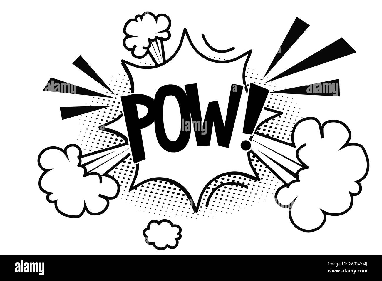 Pow bubble speech comic expression frame cartoon doodle isolated on ...