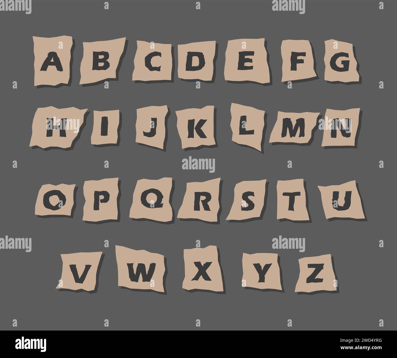 Collage newspaper alphabet. Criminal letters cut from newspapers and ...