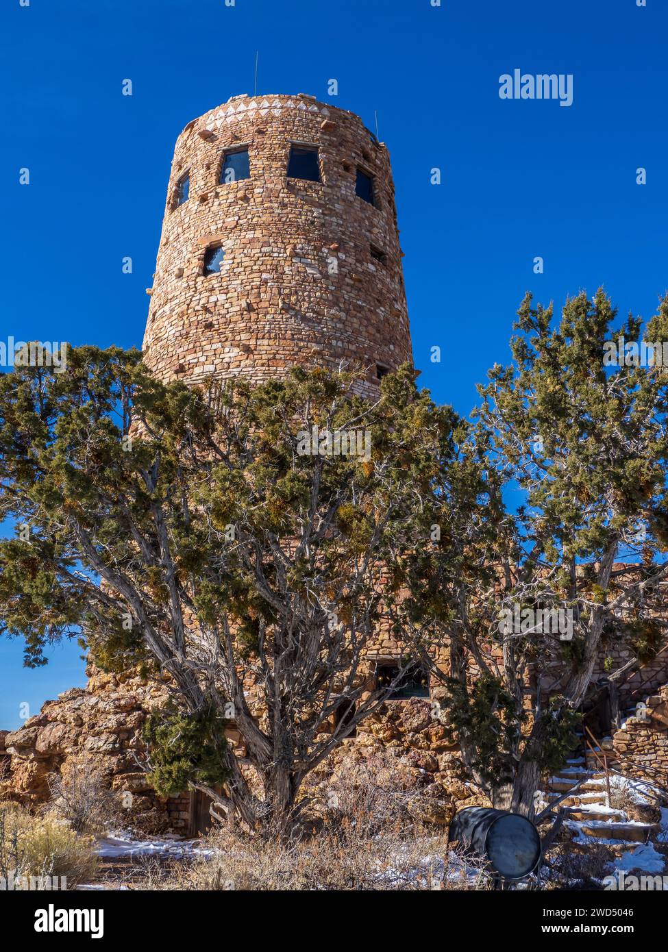 Desert View Watchtower, winter, Grand Canyon National Park, Arizona ...