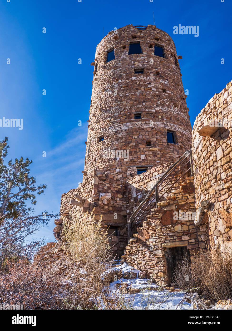 Desert View Watchtower, winter, Grand Canyon National Park, Arizona ...