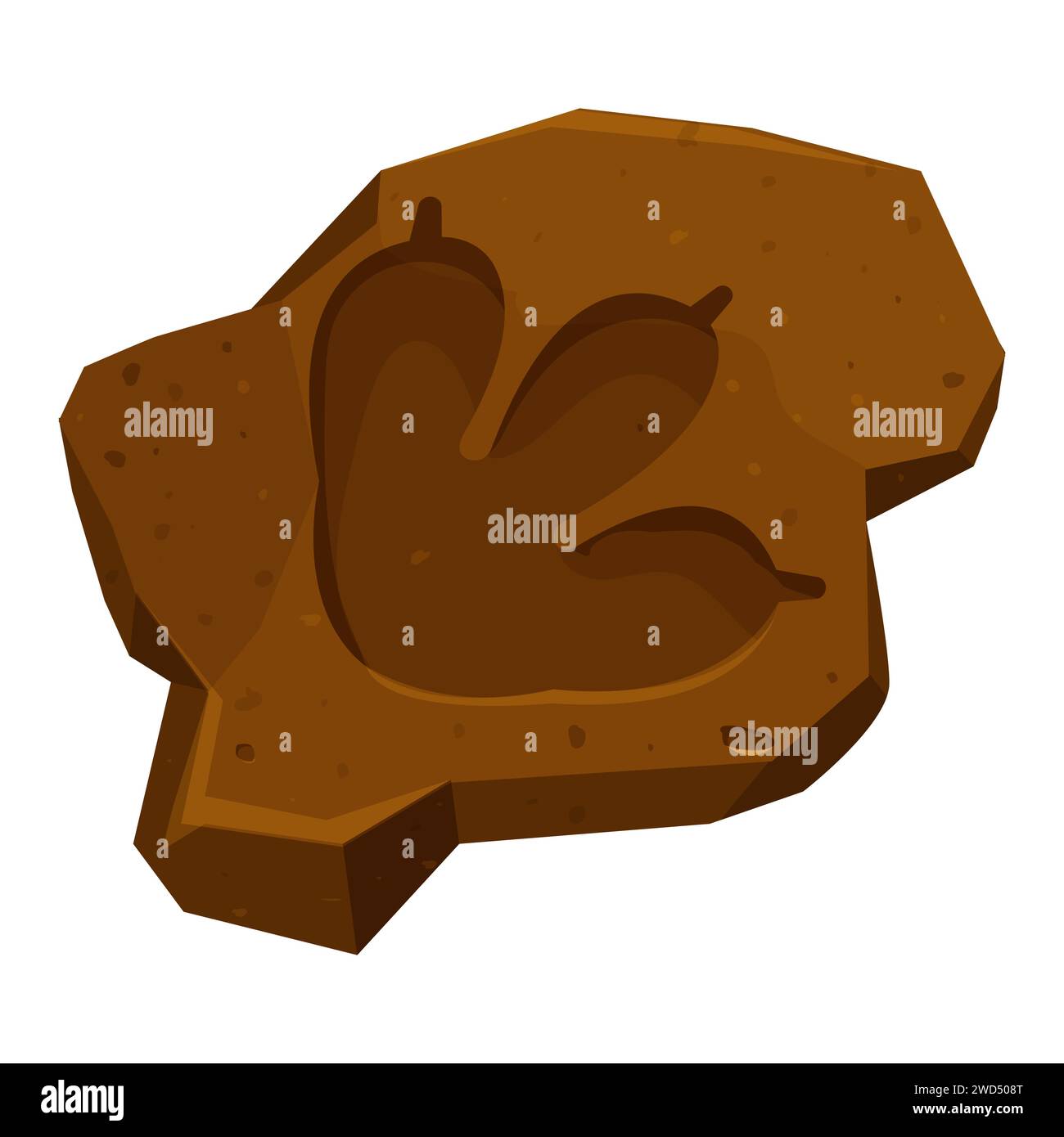 Dinosaur fossil, paw print, reptile foot trail in cartoon style ...