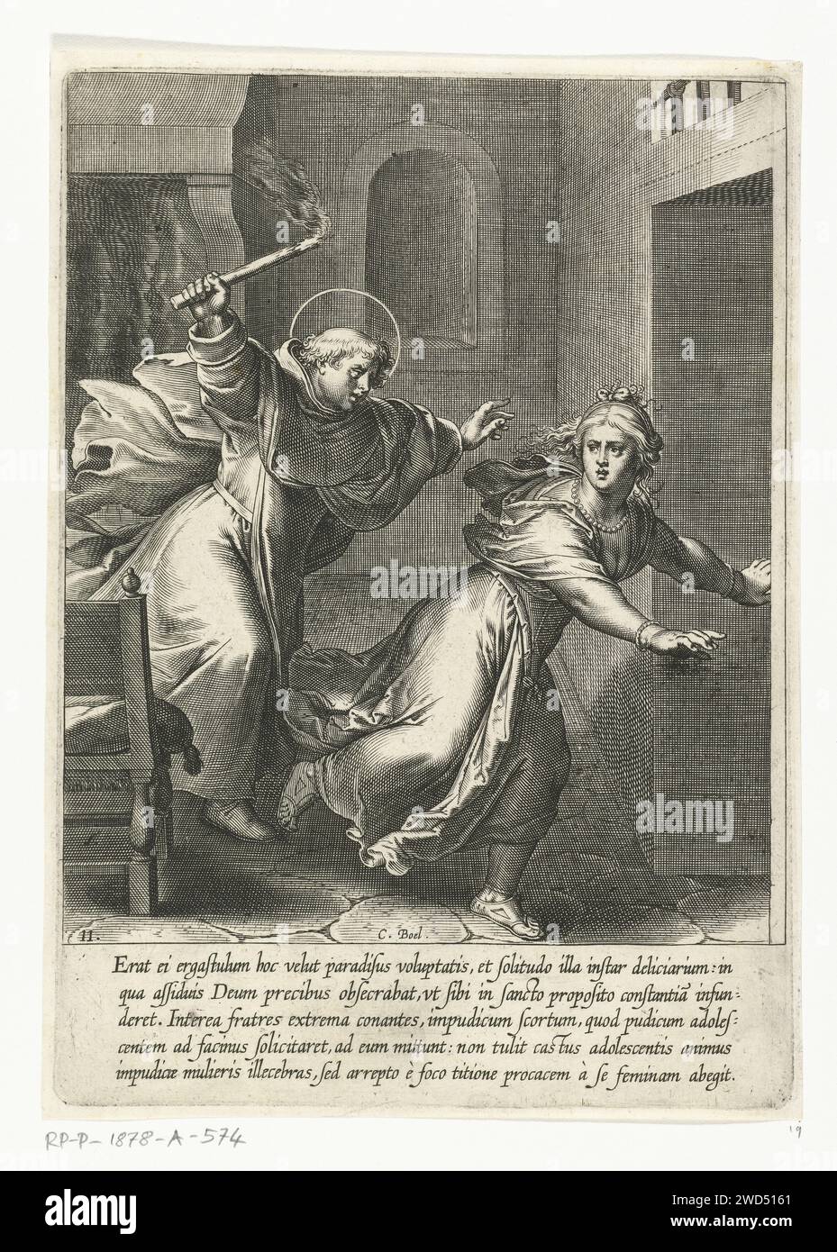 Thomas drives the temptation, Cornelis Boel, After Otto van Veen, 1610 ...