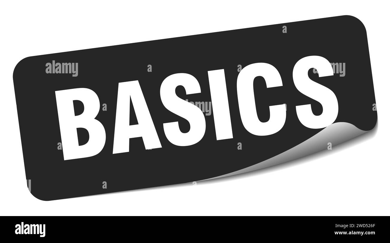 basics sticker. basics rectangular label isolated on white background ...
