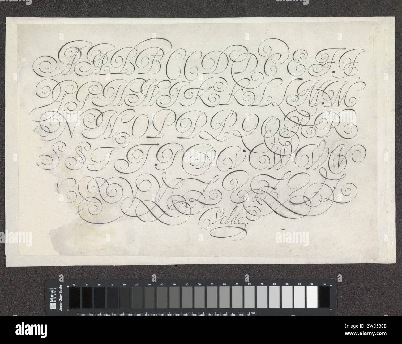 Design of a writing example: The alphabet in five lines Capitals, 1605 ...