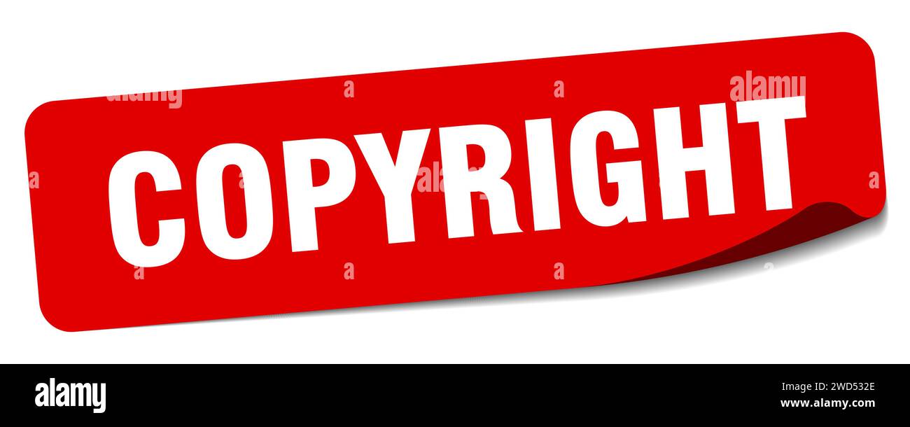 copyright sticker. copyright rectangular label isolated on white ...