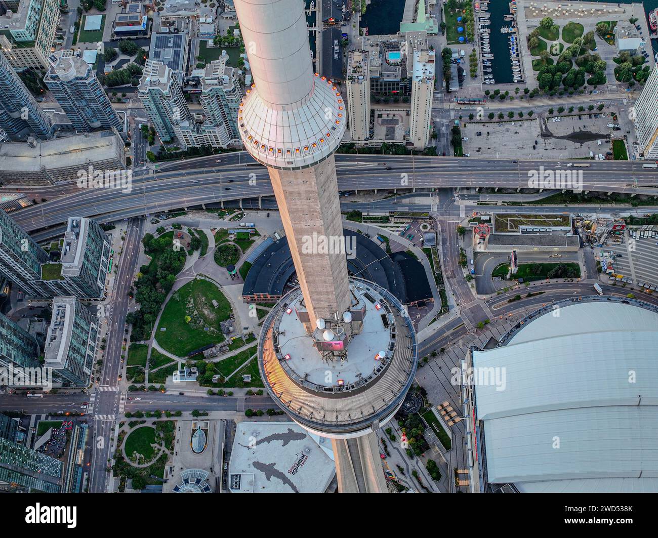 Aerial view of CN Tower and adjacent buildings Stock Photo - Alamy