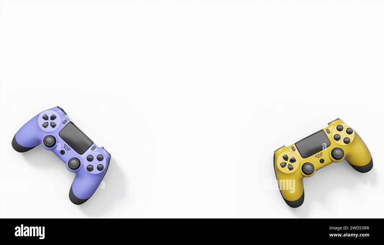 Realistic colorful video game joysticks or gamepads with color buttons ...