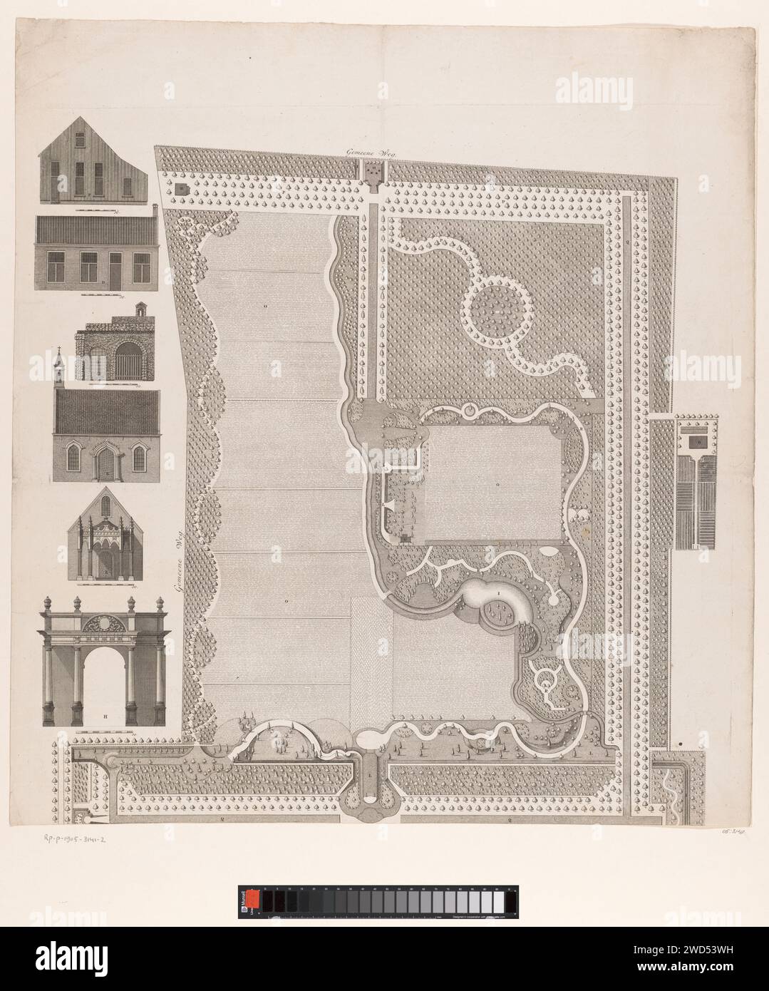 Second part of a map of Beeckesteijn, with faces on the structures on ...