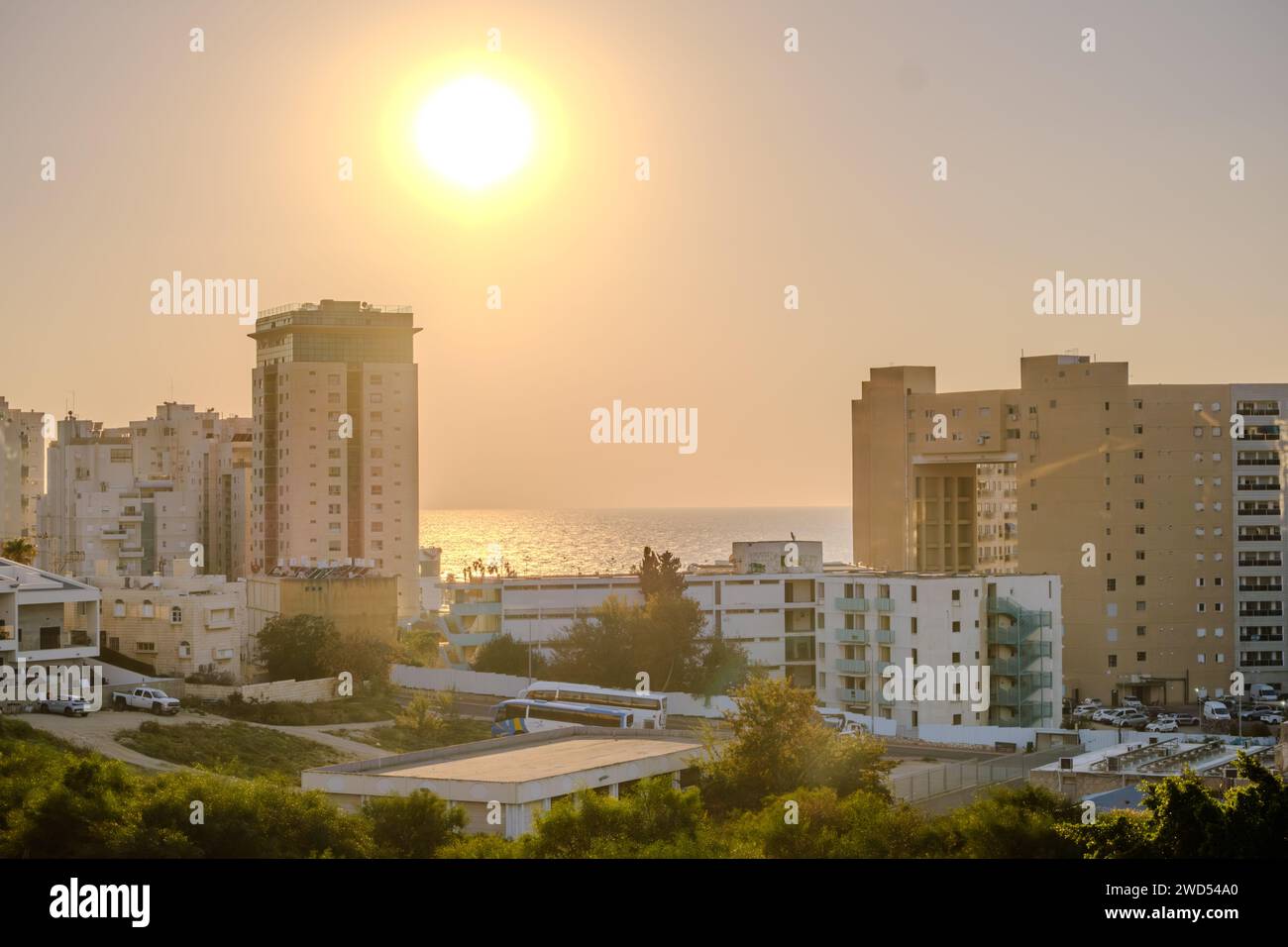 Sunset on the promenade of Ashdod – Rova Alef, viewed from Yona Hill ...