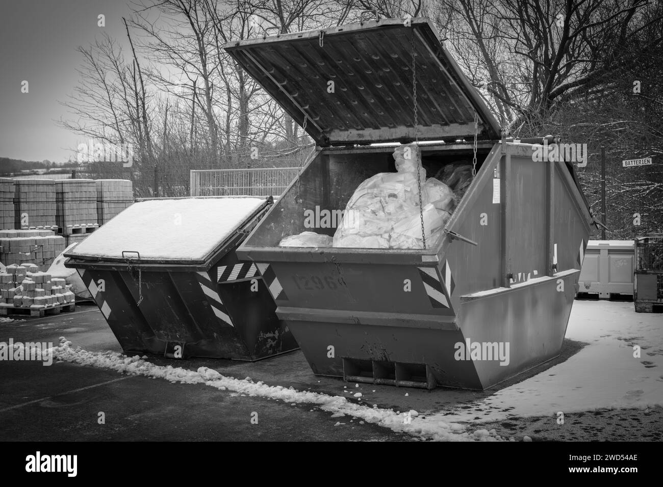 Trash litter plastic containers pollution Black and White Stock Photos ...