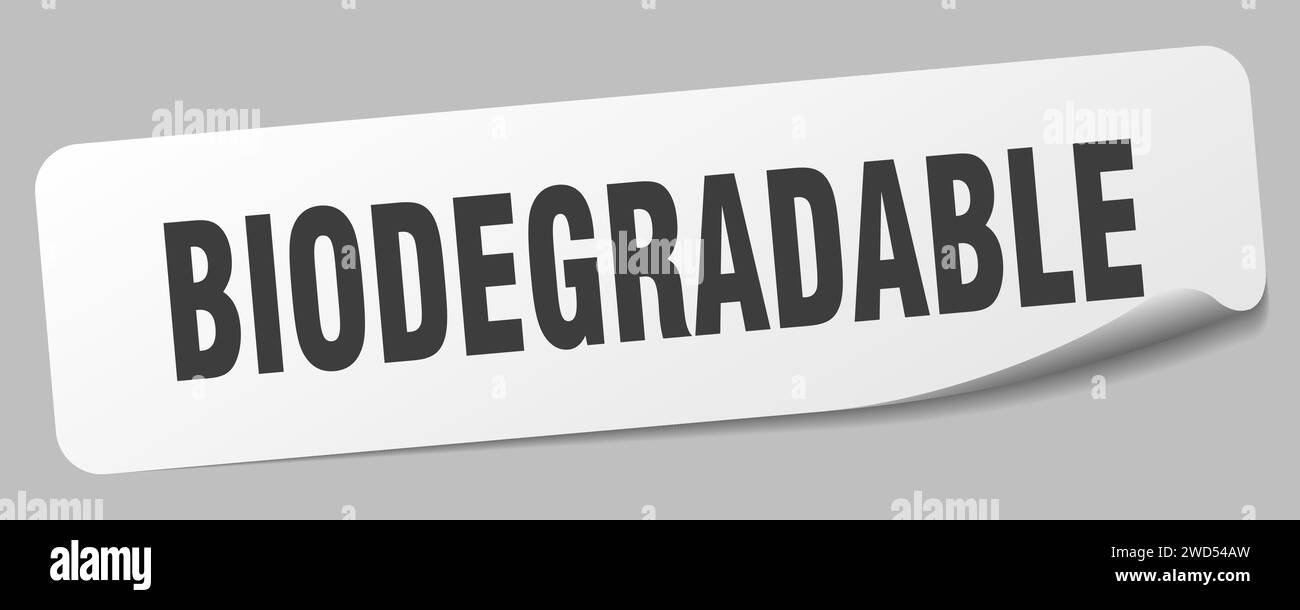 biodegradable sticker. biodegradable rectangular label isolated on ...