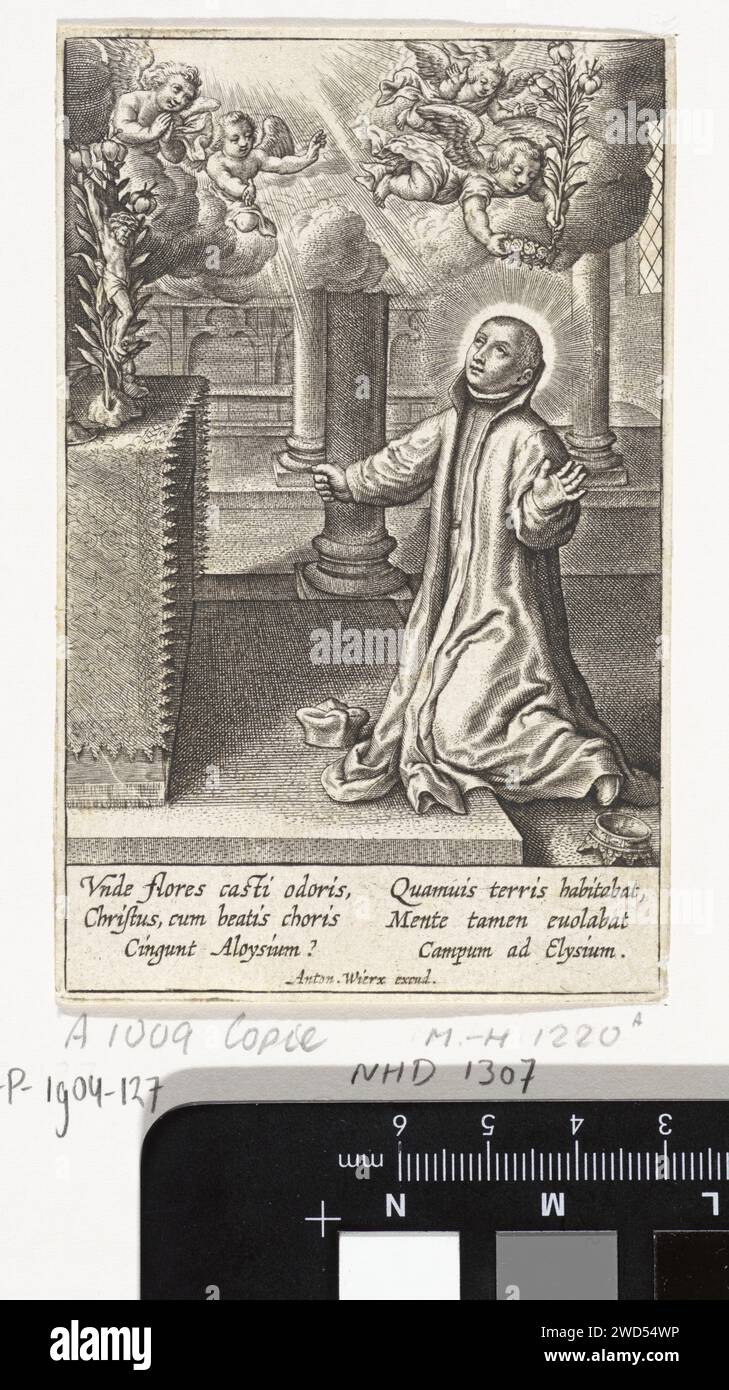 Aloysius Gonzaga kneeling for an altar, Anonymous, After Antonie Wierix ...