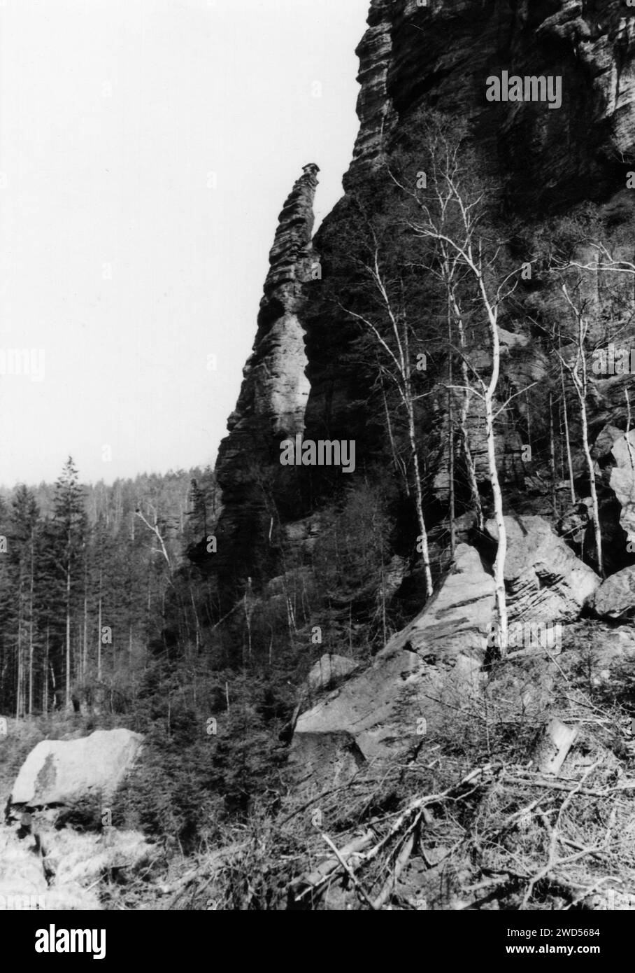 An antique photo with shows mountain landscape in the Alps. Germany ...