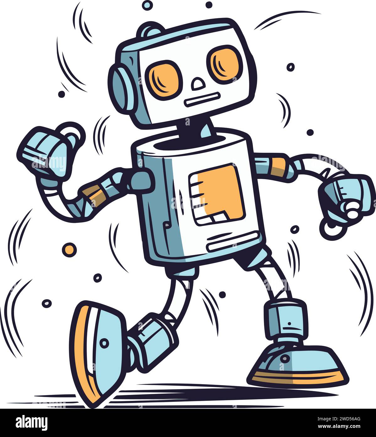 Cartoon running robot illustration Cut Out Stock Images & Pictures - Alamy