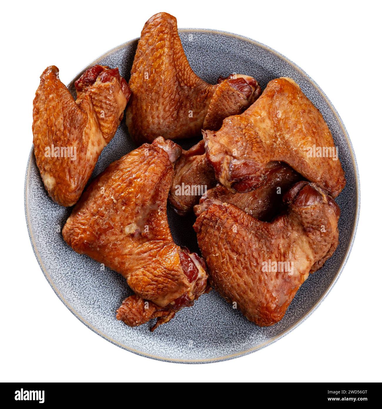 Crispy smoked chicken wings served in a flat plate Stock Photo - Alamy