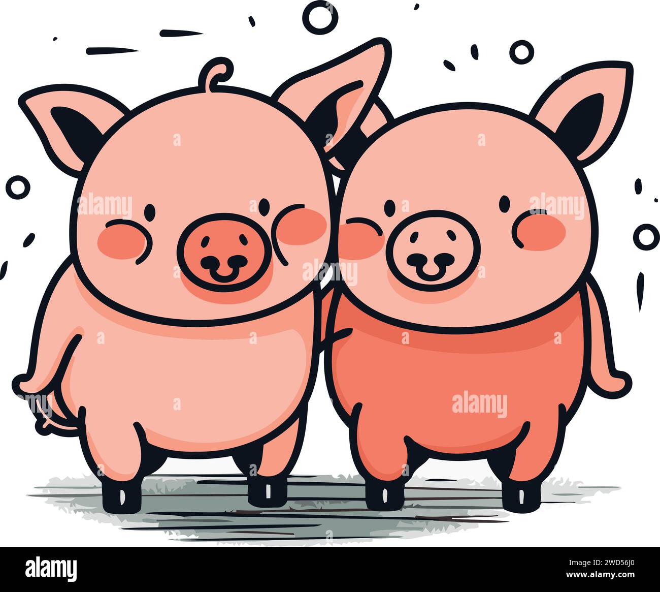 Vector illustration of two cute pigs. Isolated on white background ...