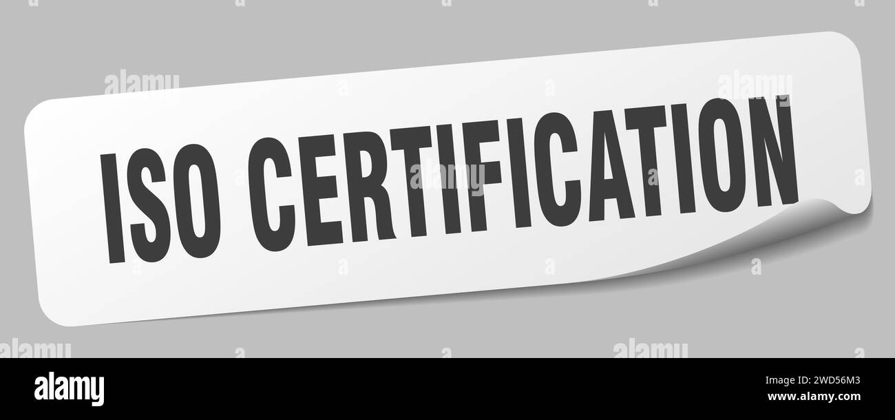 iso certification sticker. iso certification rectangular label isolated ...