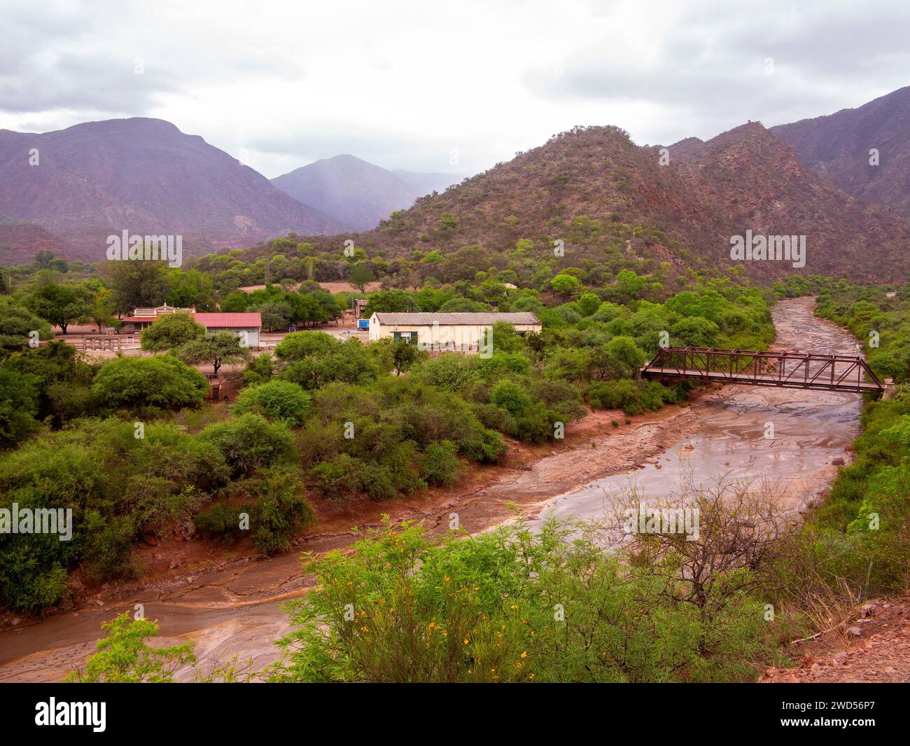 Alemania village and Las Conchas river as seen from the Ruta 68, Salta ...