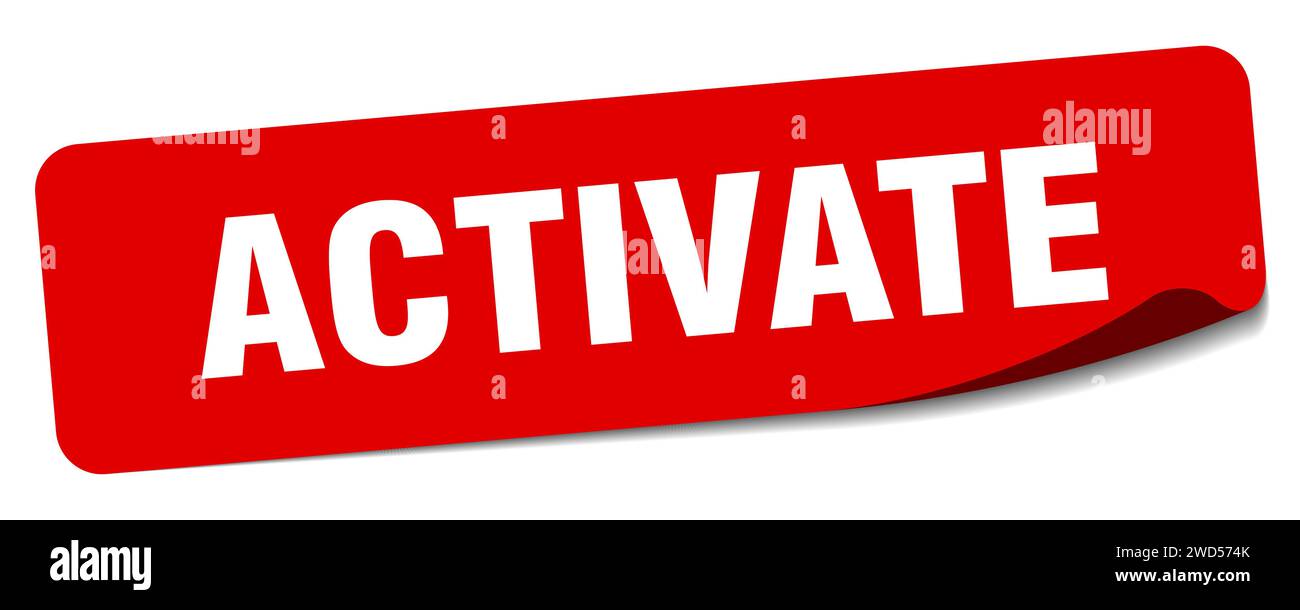 activate sticker. activate rectangular label isolated on white ...