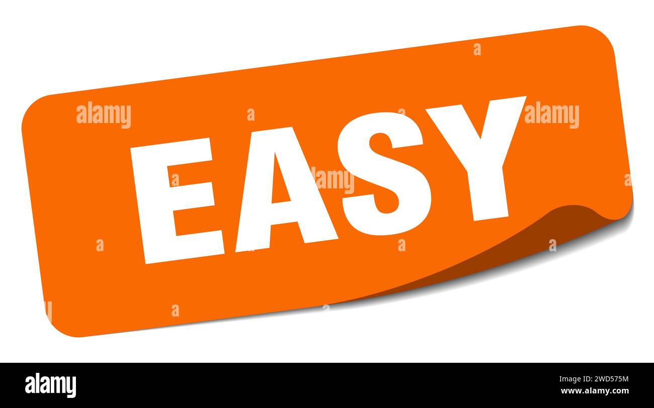 easy sticker. easy rectangular label isolated on white background Stock ...