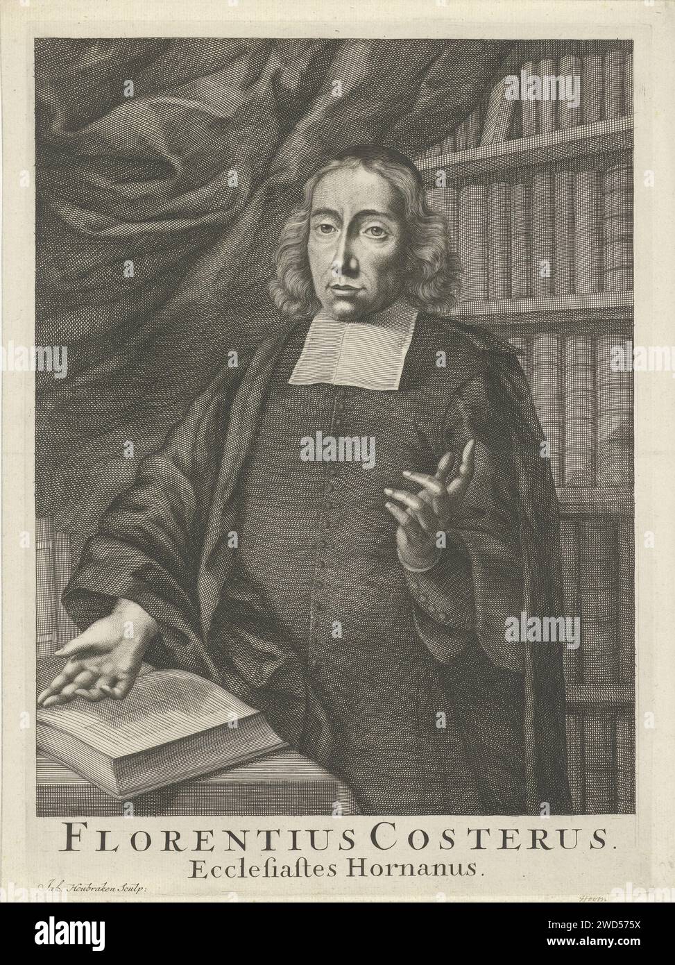Portrait of Florentius Costerus, Jacob Houbraken, 1708 - 1780 print ...