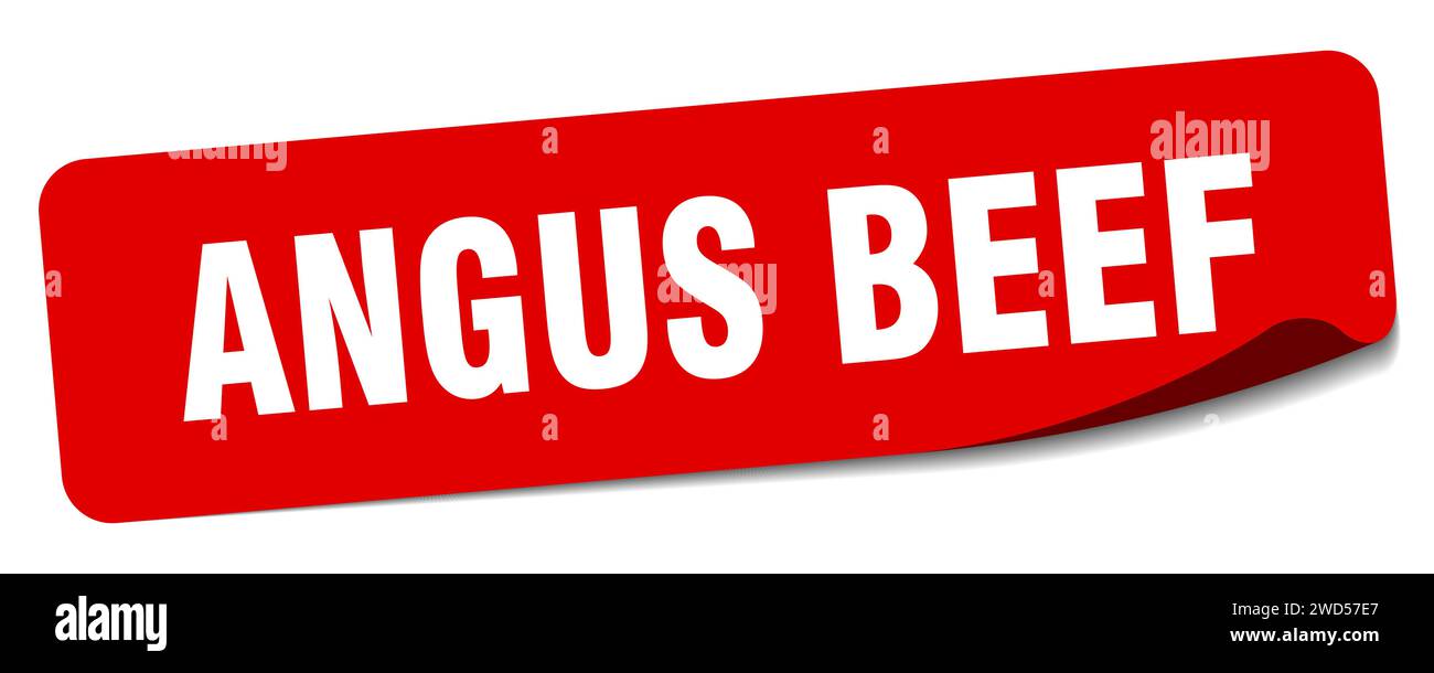 angus beef sticker. angus beef rectangular label isolated on white ...