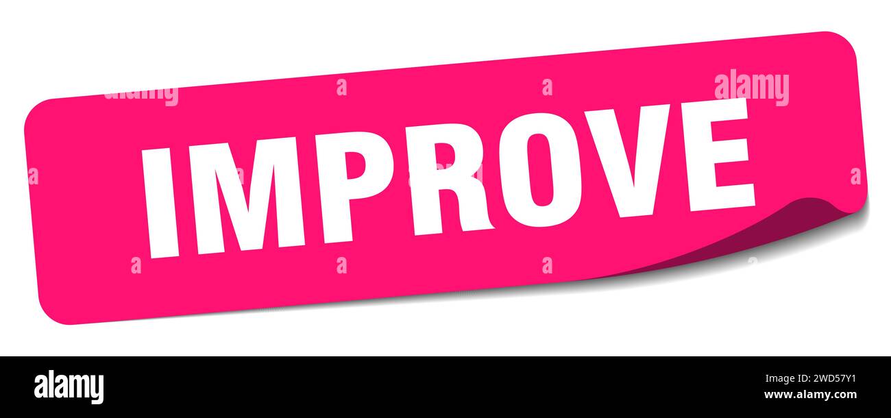 improve sticker. improve rectangular label isolated on white background ...