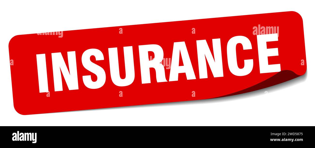 insurance sticker. insurance rectangular label isolated on white ...