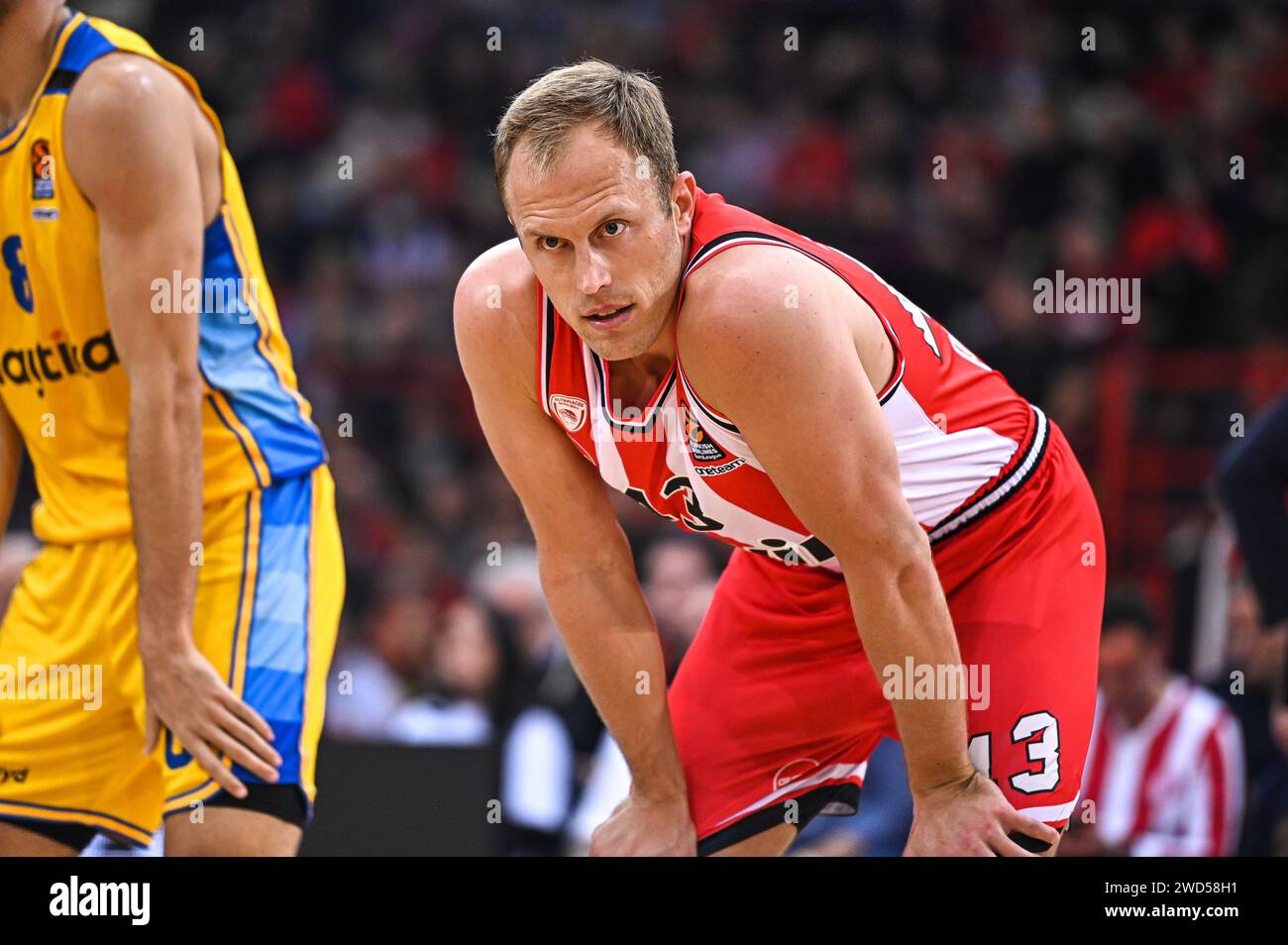 Piraeus, Greece. 18th Jan, 2024. 43 Luke Sikma of Olympiacos Piraeus is ...