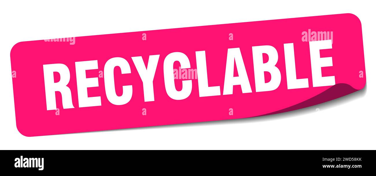 recyclable sticker. recyclable rectangular label isolated on white ...
