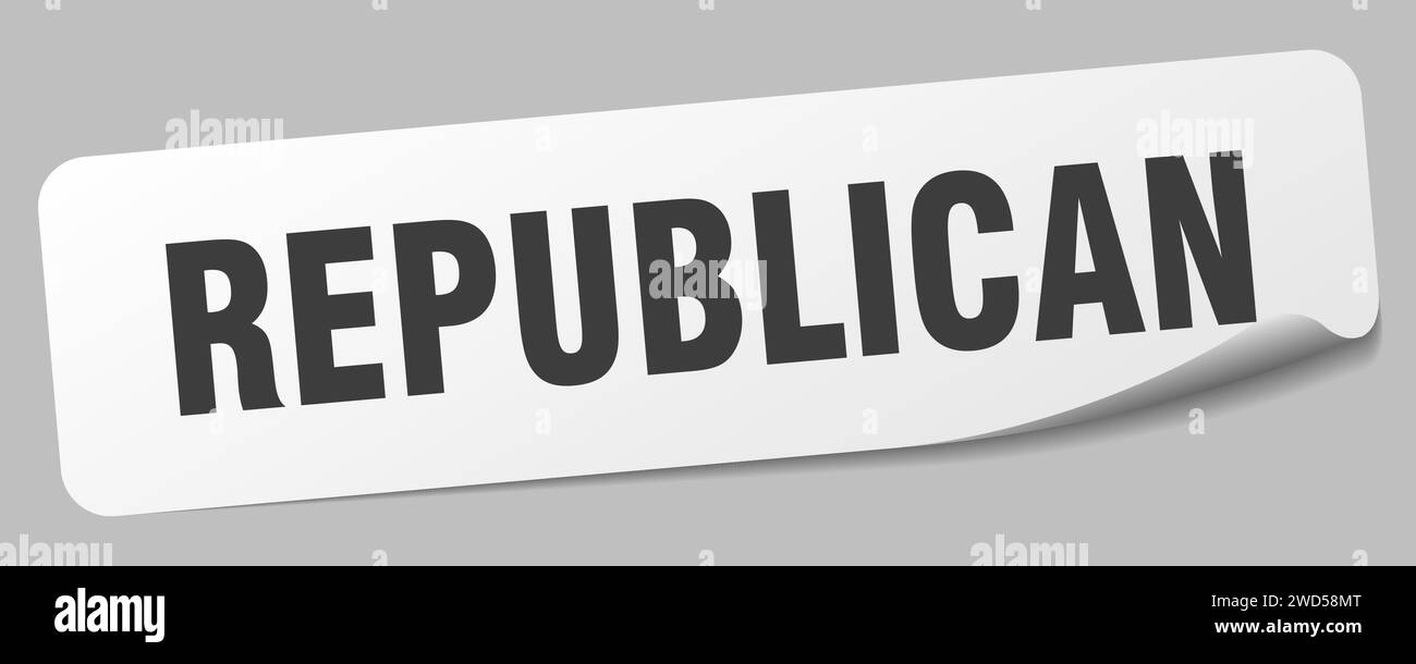 republican sticker. republican rectangular label isolated on white ...