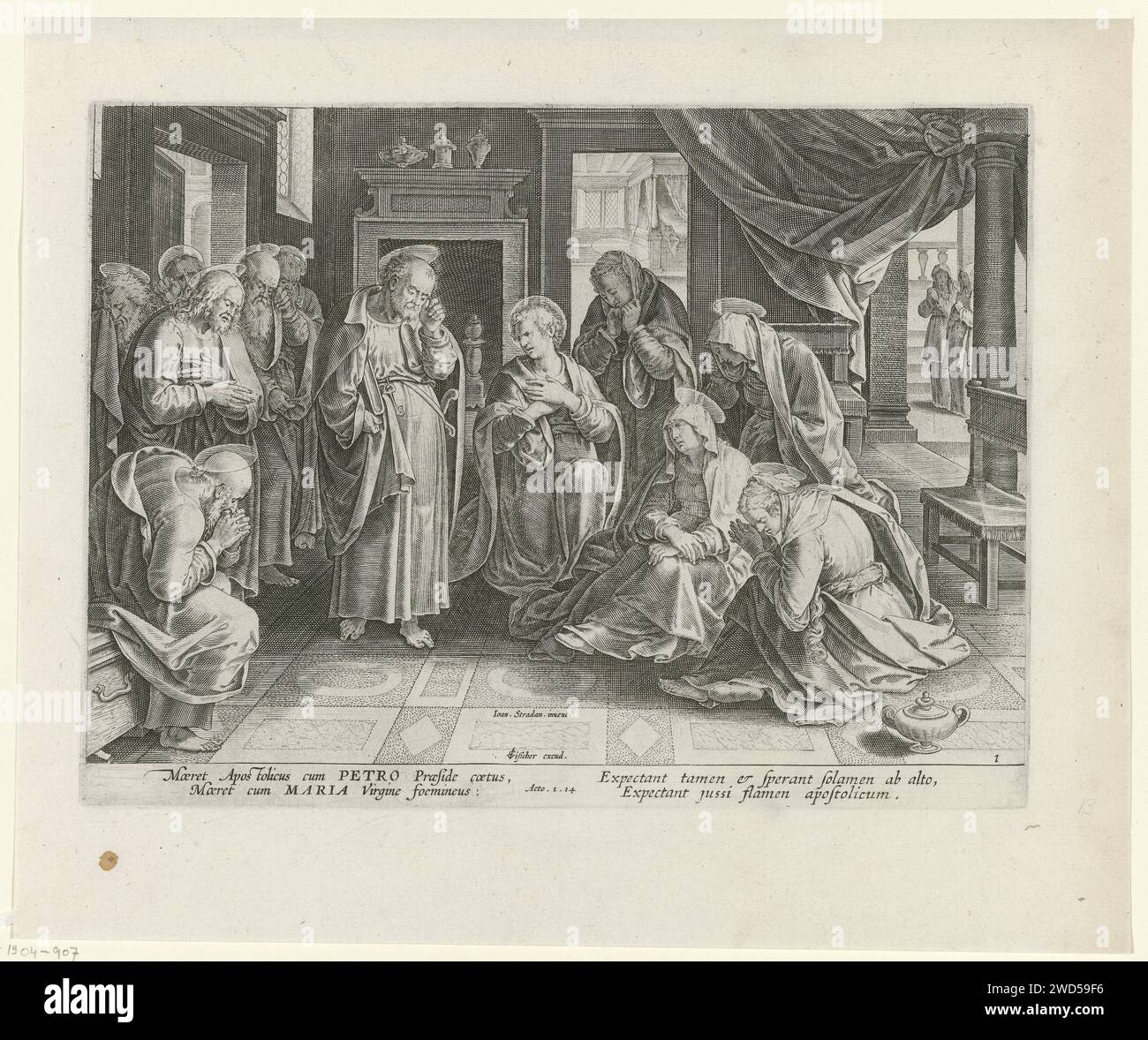 Maria and the apostles mourn Christ, Philips Galle (attributed to ...