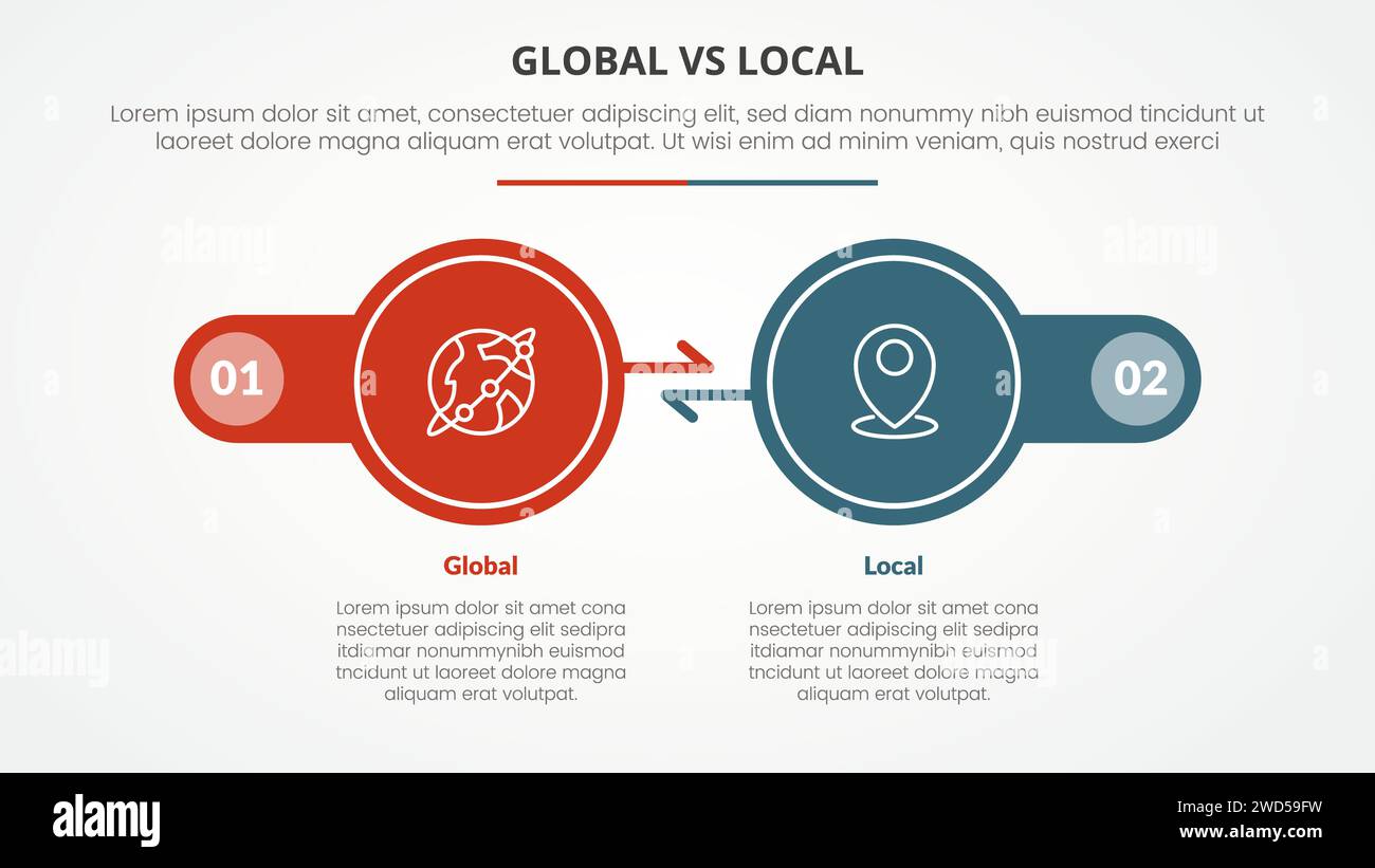 global vs local versus comparison opposite infographic concept for ...