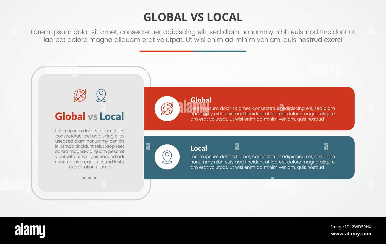 global vs local versus comparison opposite infographic concept for ...
