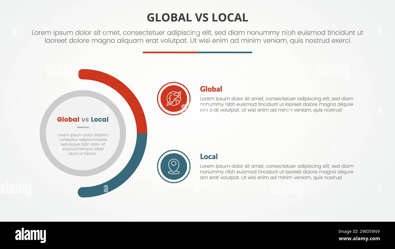 global vs local versus comparison opposite infographic concept for ...