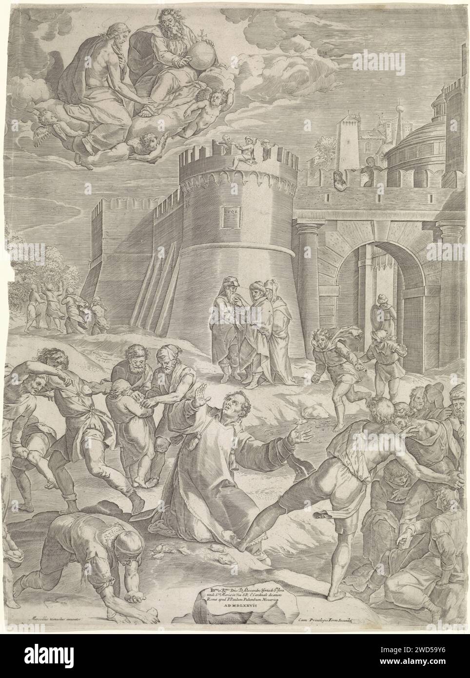 Steniging van de H. Stefanus Anonymous, after Cornelis Cort, after ...