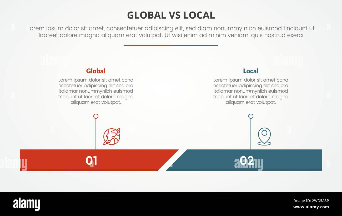 global vs local versus comparison opposite infographic concept for ...