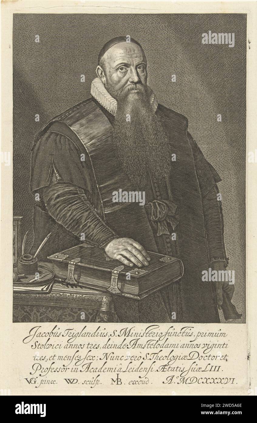 Portrait of Jacobus Trigland, Willem Jacobsz Delff, after Jan van Goyen ...
